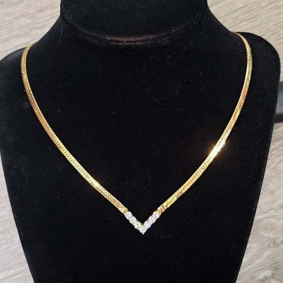 Vintage | Jewelry | Vshape Necklace Serpentine Chain Vtg Gold Tone 6 ...